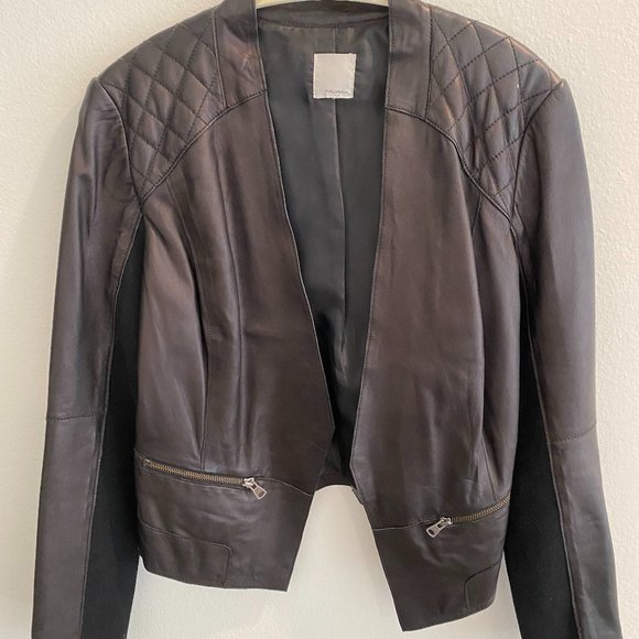 Halogen | Jackets & Coats | Halogen Black Leather Jacket With Quilted ...